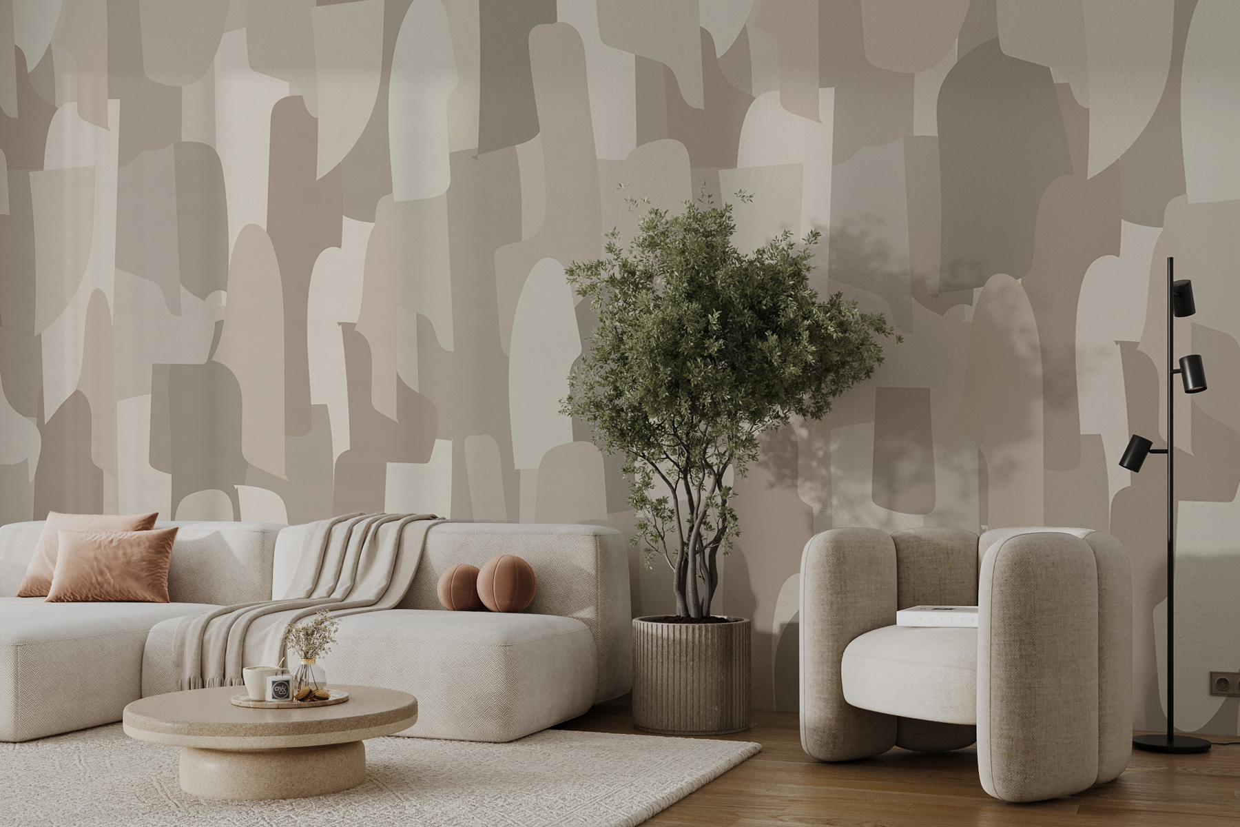 Carta da parati carta da parati moderna astratta in tonalità beige ...