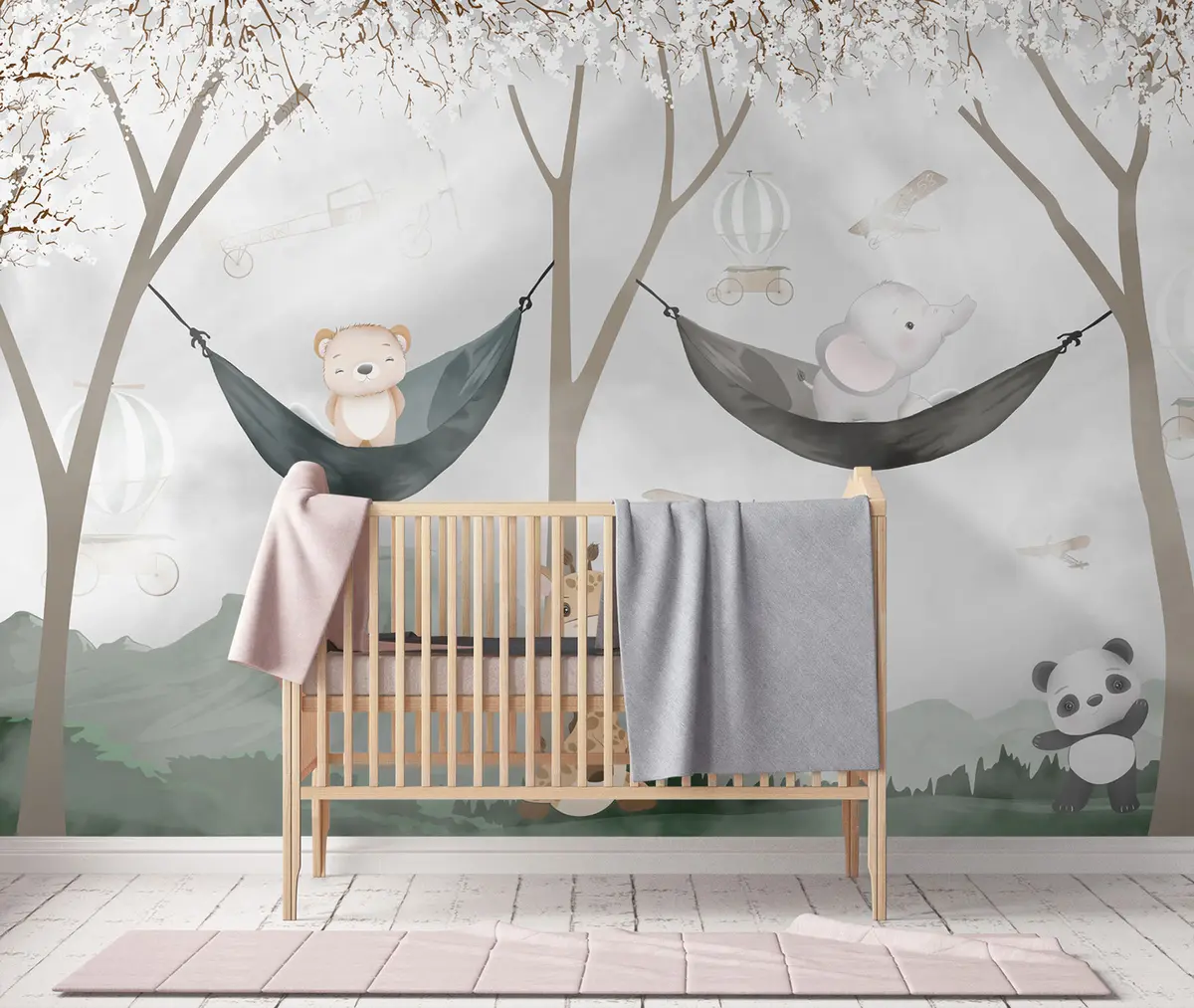 Carta da parati Animali simpatici che si dondolano su un'amaca nel ...